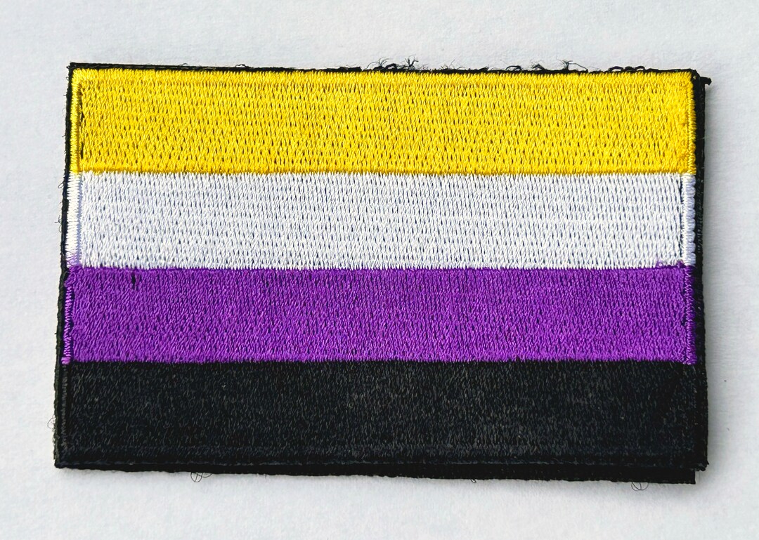 Non Binary Pride Flag 2 X 3.125-inch Rectangle Embroidered Tactical Patch Velcro Removable ...
