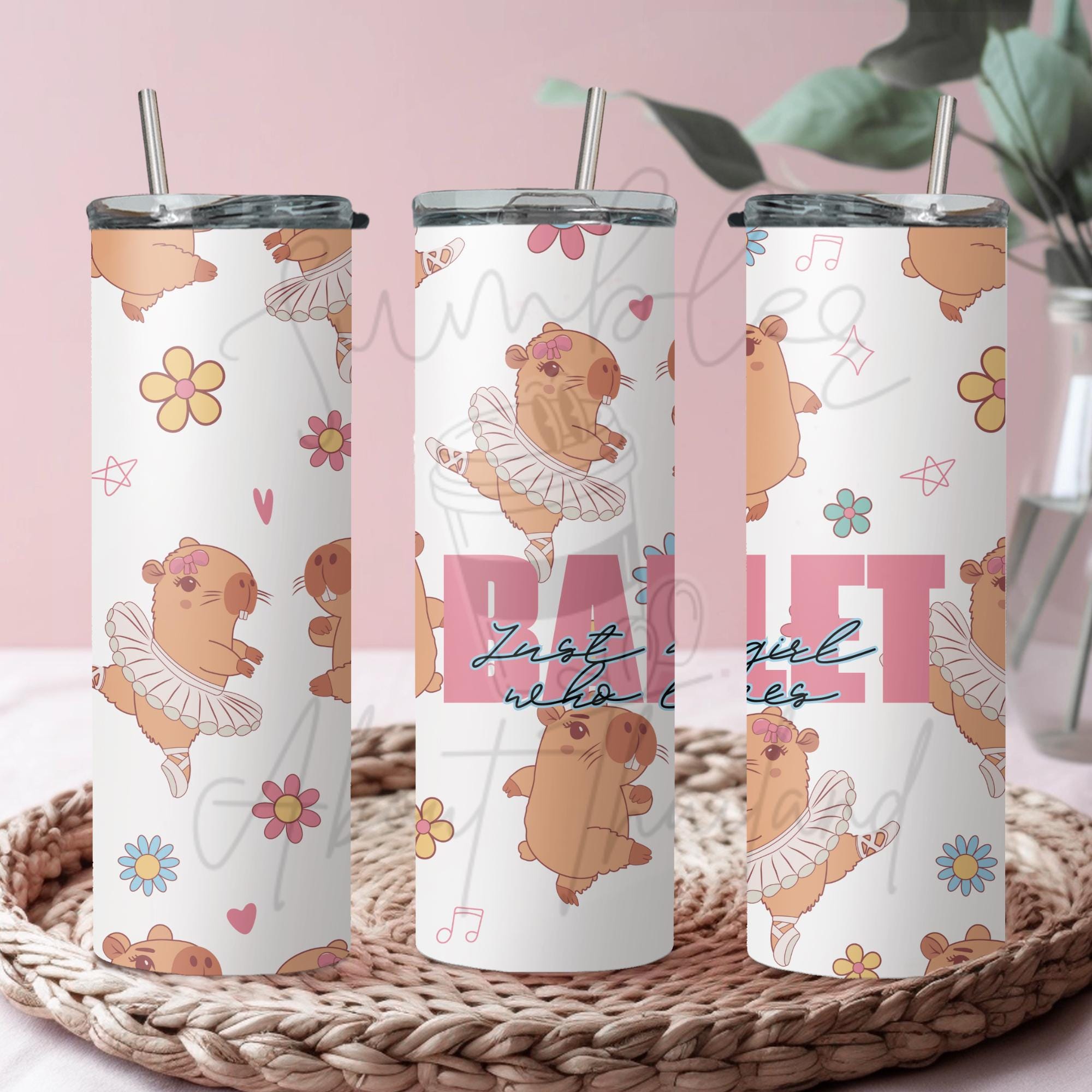 Capybara Ballet Tumbler Wrap PNG - Cute Funny Animal Dancer - Just a ...