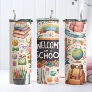 Welcome Back to School 20 Oz Skinny Tumbler PNG, First Day of School ...