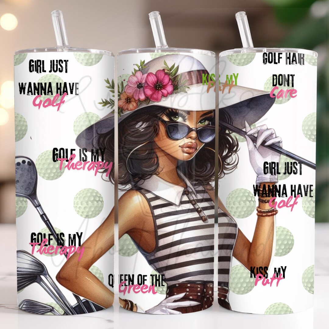 Chic Golf Girl Tumbler Wrap | Sassy Black Woman Golfer PNG | 20oz ...
