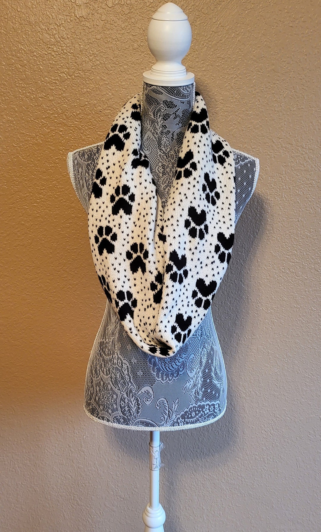 Custom Knit Paw Print Infinity Scarf Dog Paw Prints - Etsy