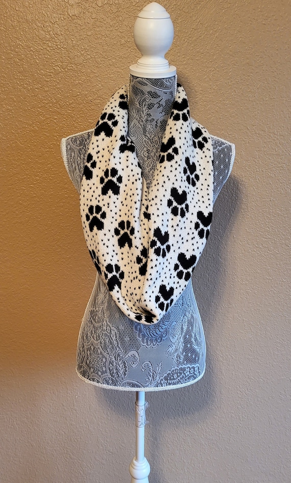 Custom Knit Paw Print Infinity Scarf Dog Paw Prints | Etsy
