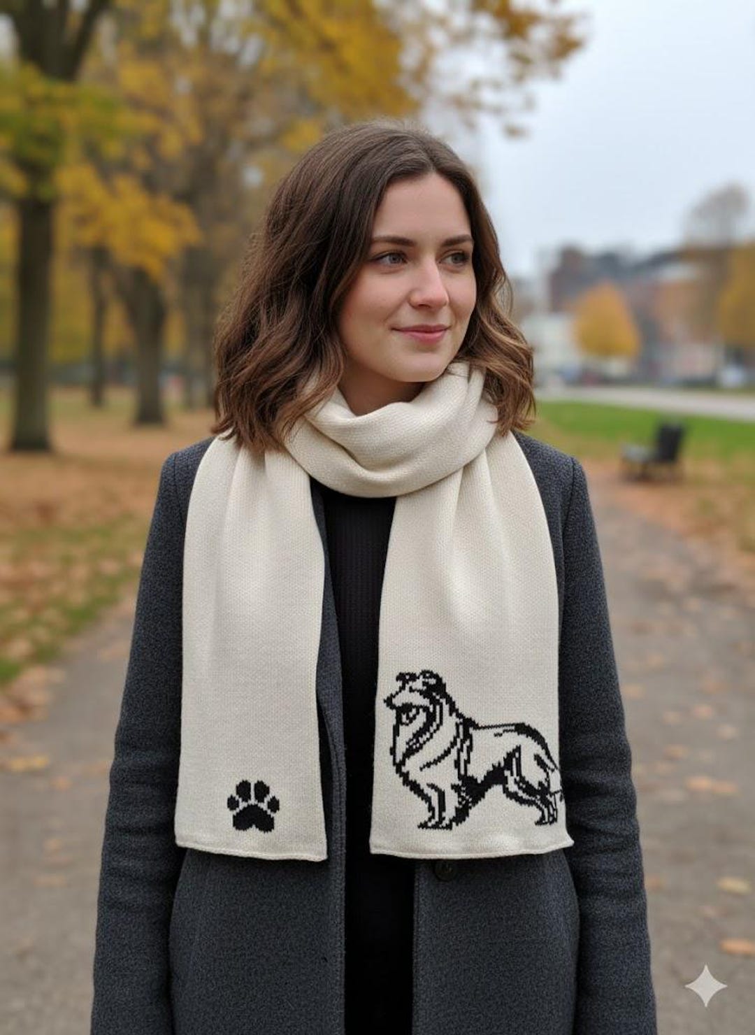 Rough Collie Scarf: Hand Knit Cotton, Dog Lover Gift - Neck Warmer - Etsy