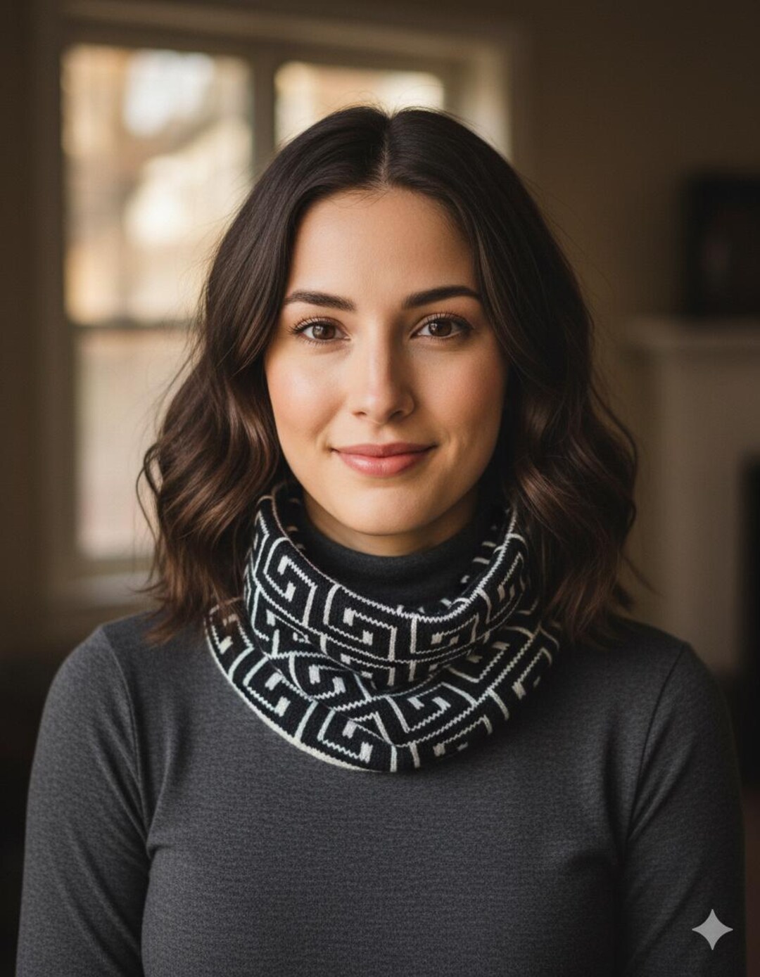 Custom Knit Cotton Greek Key Cowl Scarf - Neck Warmer - Etsy