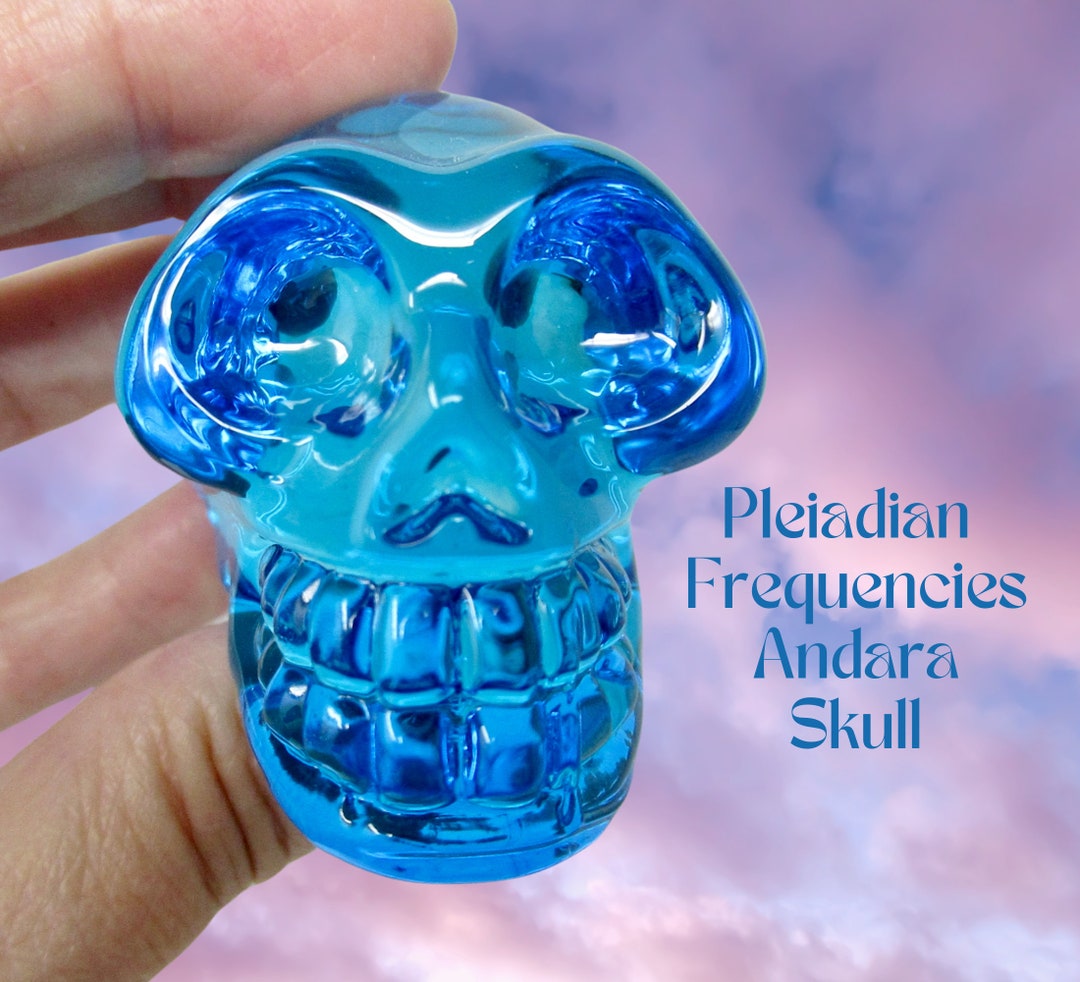 Merlin's Electric Blue Monatomic Andara Crystal Skull, 2.15 Inches, 98 ...