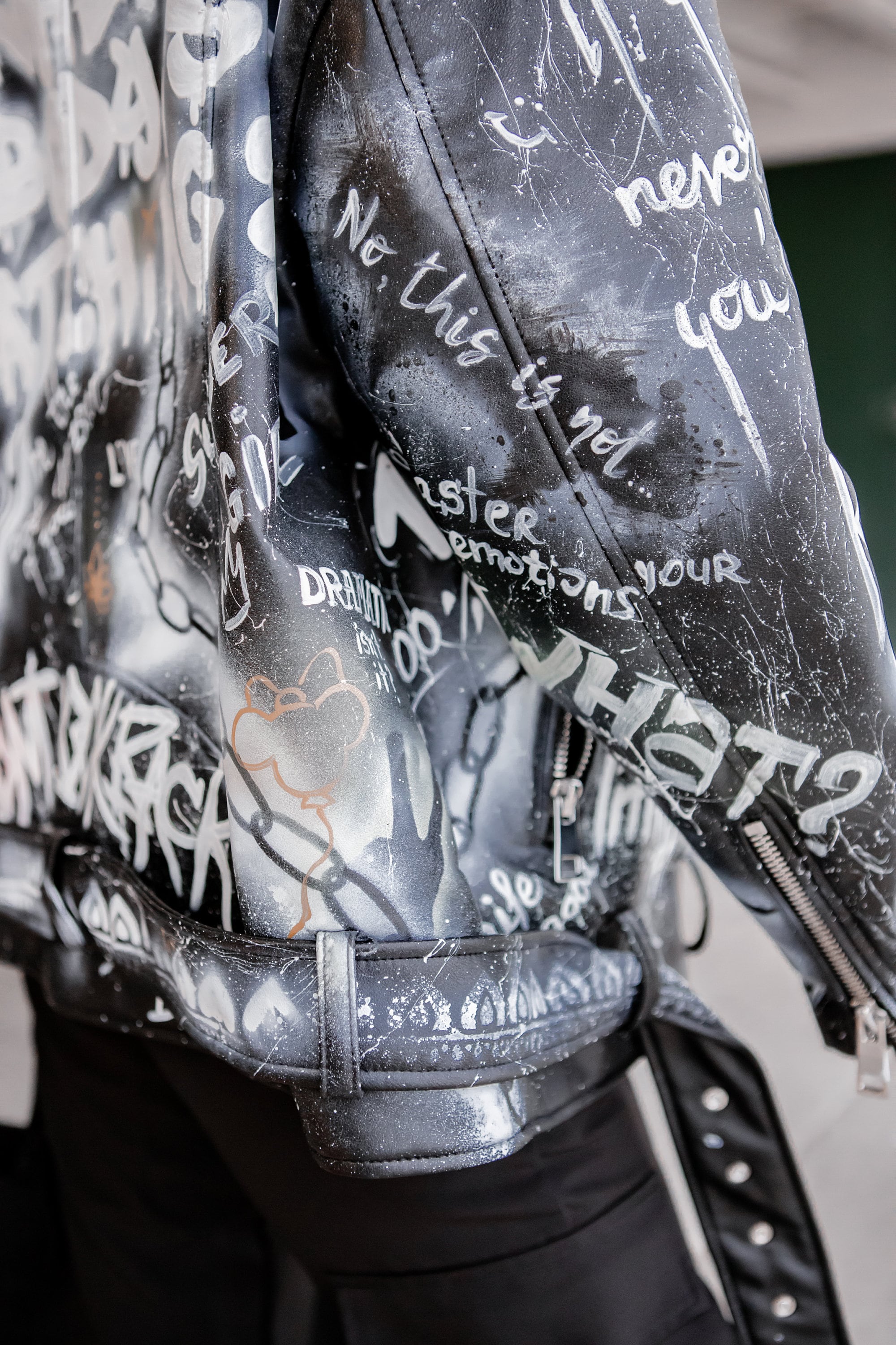 Designed Leather Jacket Handmade Graffiti - Etsy