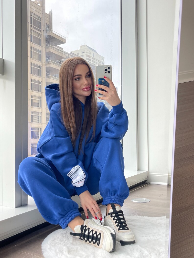 Luxury Fleece Oversized Hoodie – Unique Electric Blue Color Premium ...
