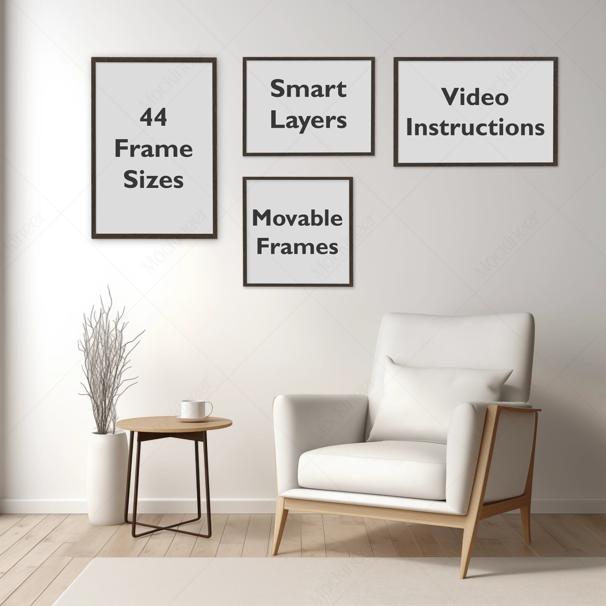 Custom Frame Size Mockup for Living Rooms Interior Design Sofa Wall Art ...