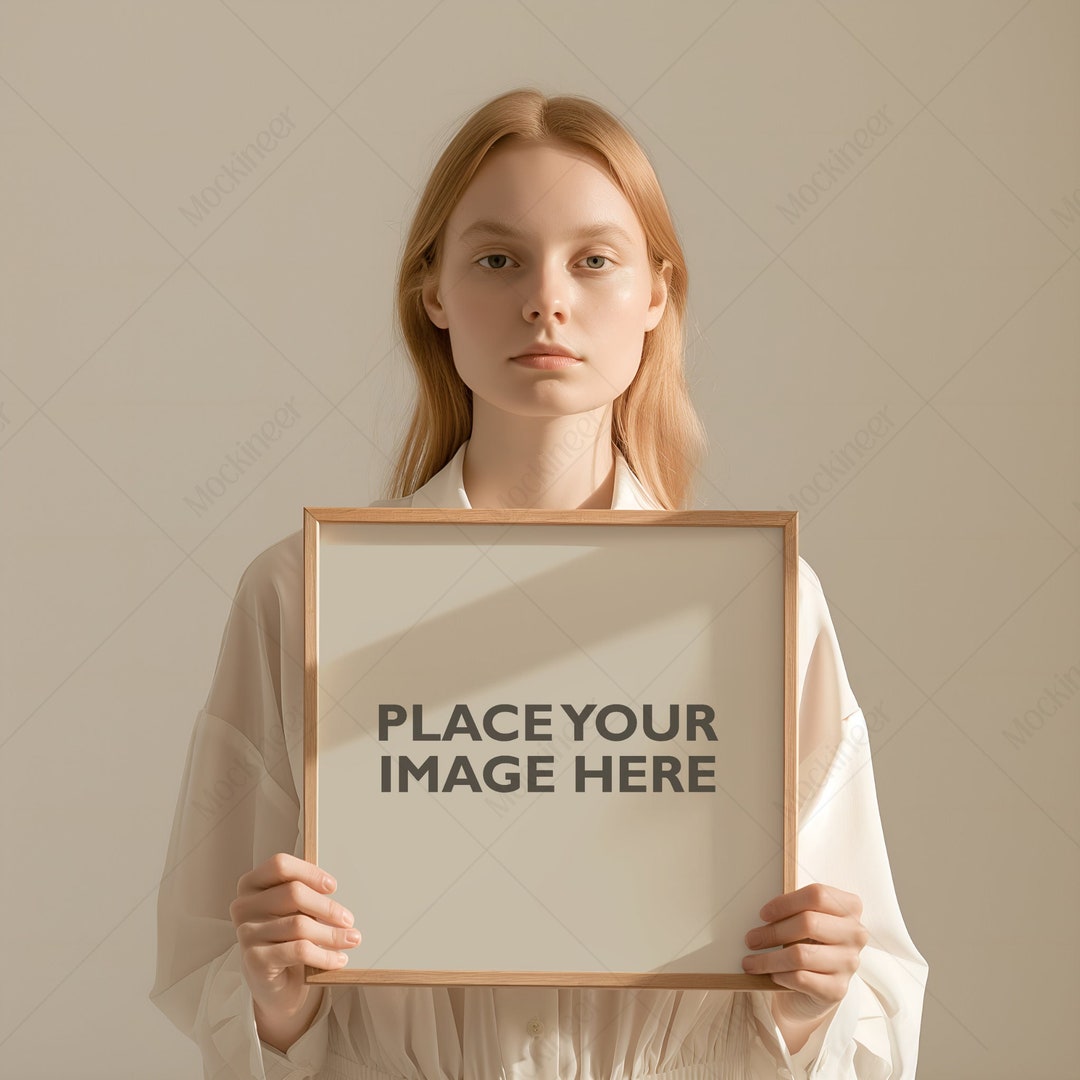 Wall Art Female Model Mockup for Framed Poster Art Print Downloads ...