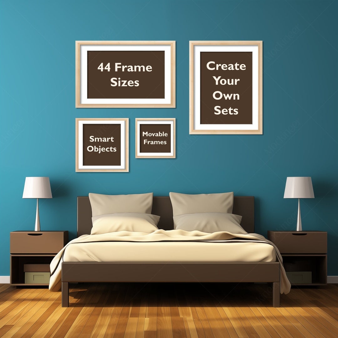 Smart Object Bedroom Mockup Poster for Bed Room Mockups Brown Framed ...