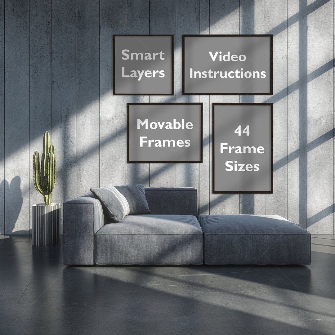 Sofa Wall Art Poster Living Room Mockup for Posters and Prints PSD ...