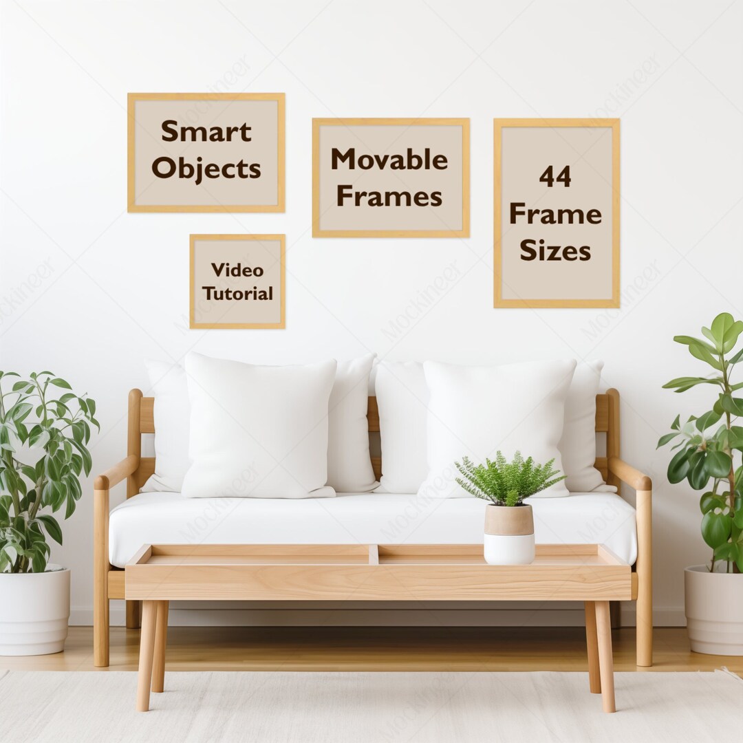 Smart Object PSD Mockup Livingroom Wall Decor Framed Artwork Poster ...