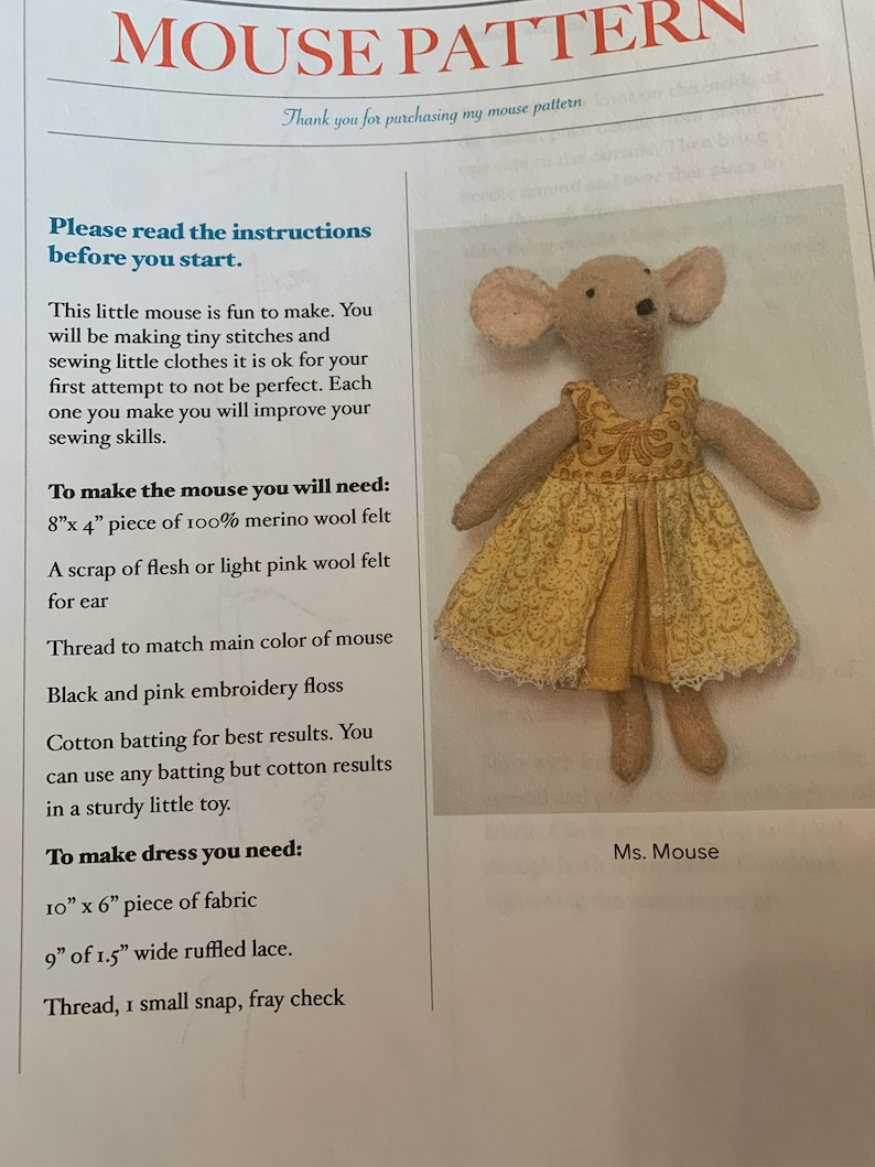 PDF Pattern to Hand Sew a Mouse - Etsy