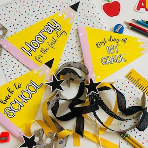 Printable Back to School Pennant Flags, Instant Download, First Day of ...