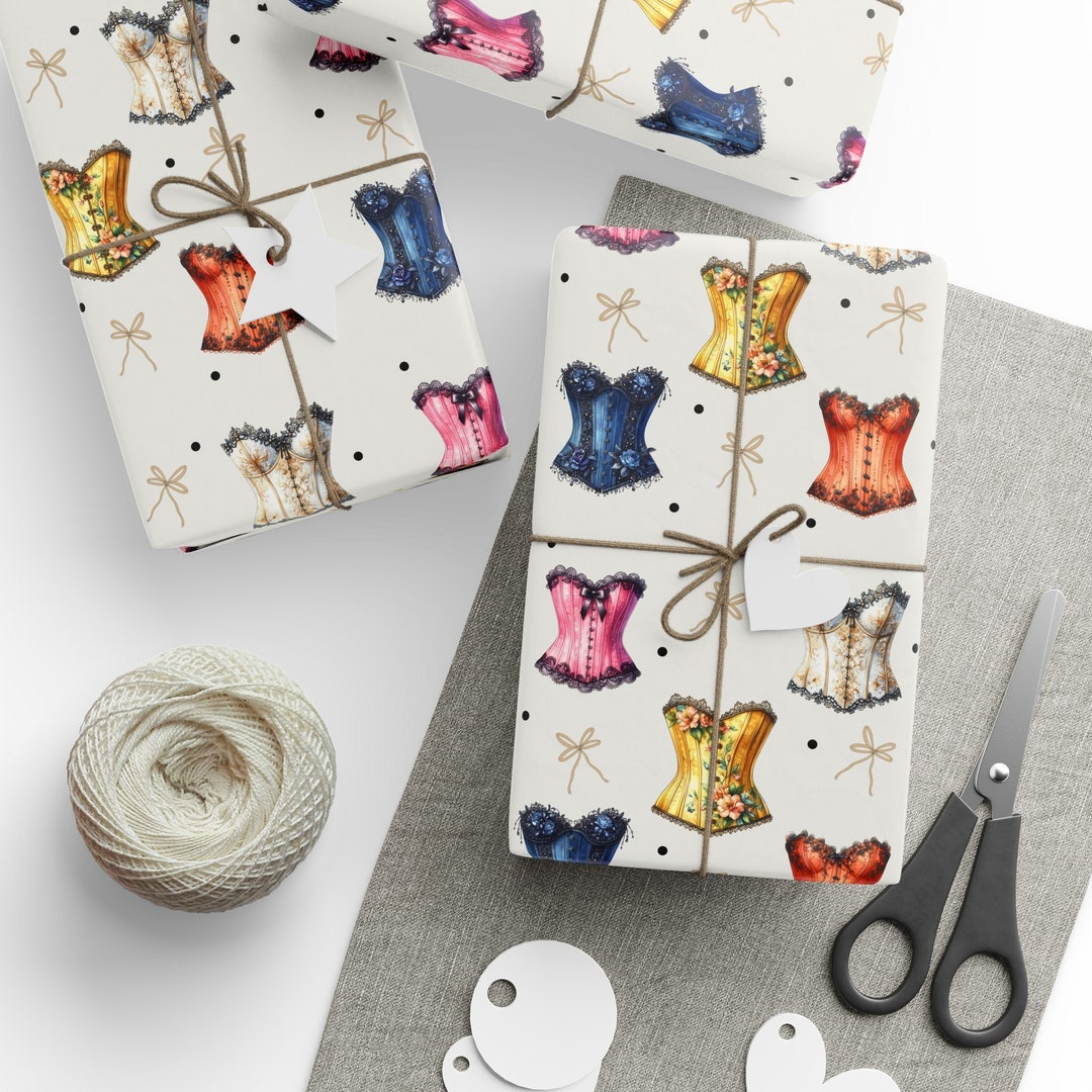 Corset Wrapping Paper, Corset Gift Wrap, Bridal Shower Wrapping Paper ...