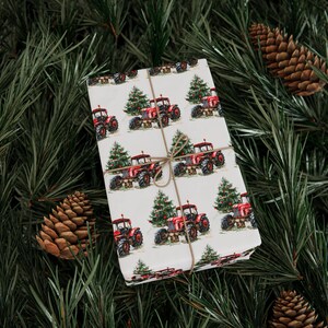 Christmas Tractor Wrapping Paper, Tractor Gift Wrap, Farm Wrapping ...
