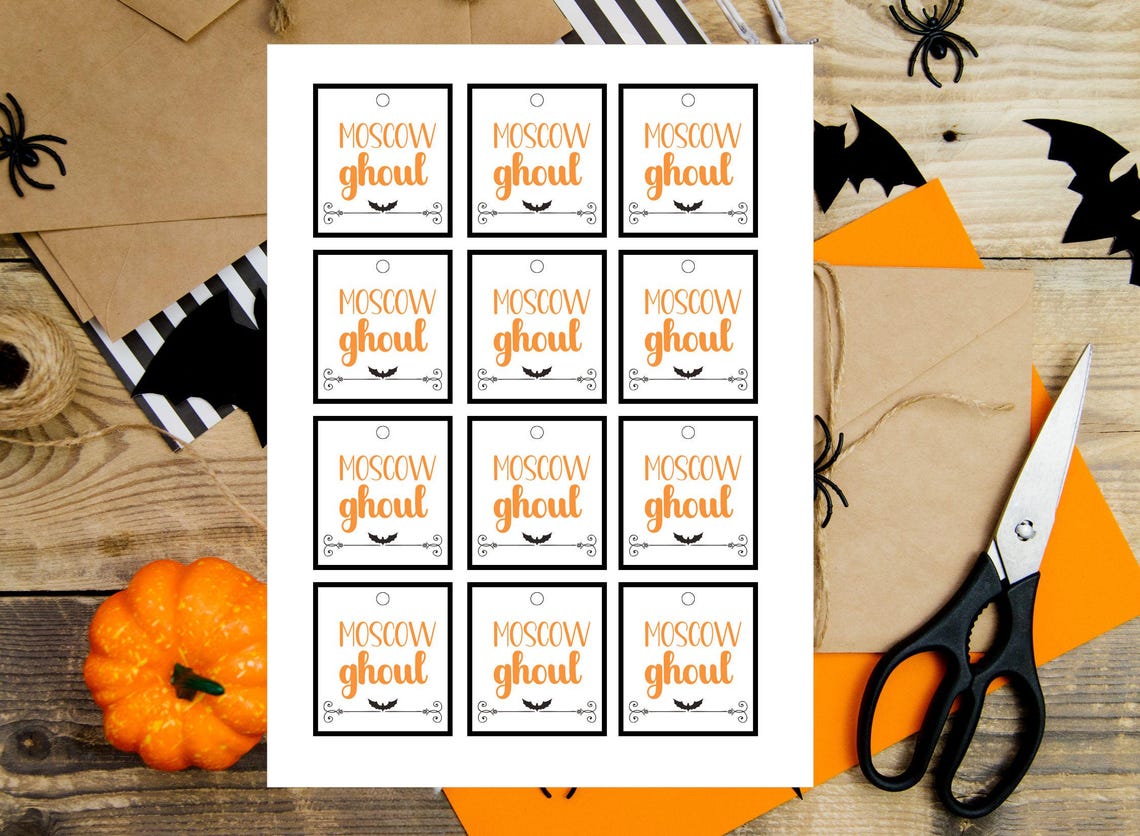 Moscow Ghoul Halloween Gift Tags – Printable Boozed Cocktail Tags for ...