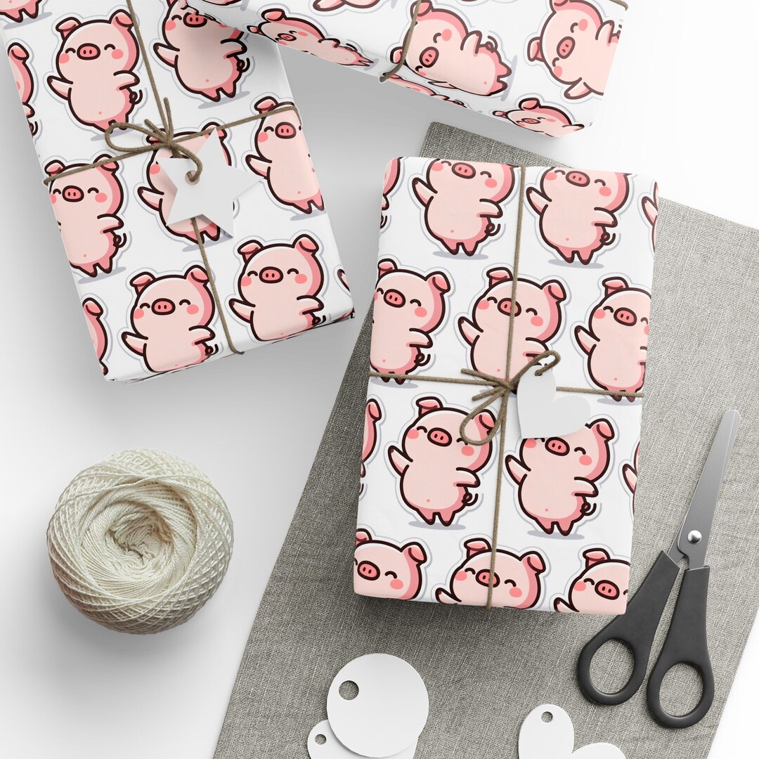 Cute Pig Wrapping Paper, Pig Gift Wrap, Pig Lover, Gift for Her, Animal ...