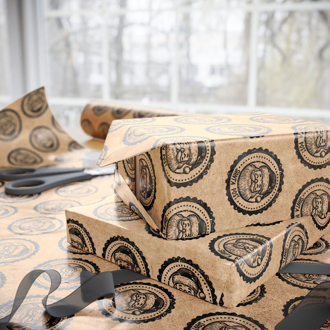 Santa Wrapping Paper, Christmas Wrapping Paper, Santa Mail Wrapping ...