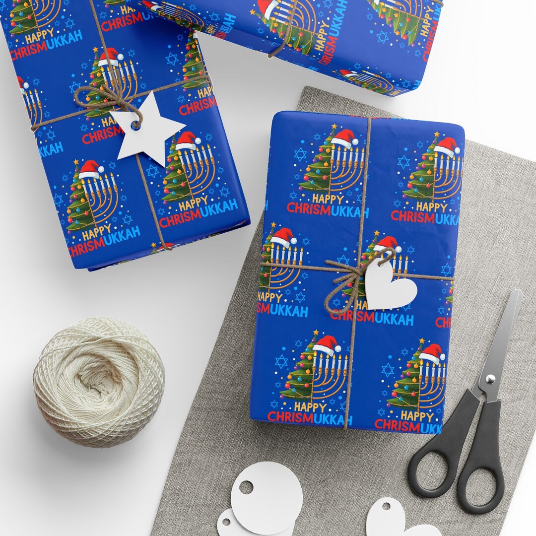 Happy Christmukkah Wrapping Paper, Christmas & Hanukkah Wrapping Paper ...