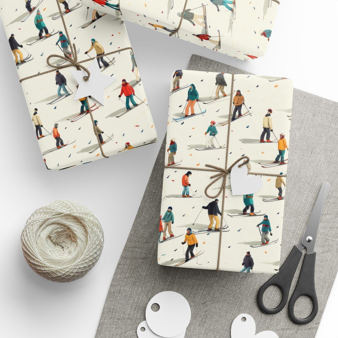Snow Skiing Wrapping Paper Snow Skiing Gift Wrap, Love to Ski, Snow ...
