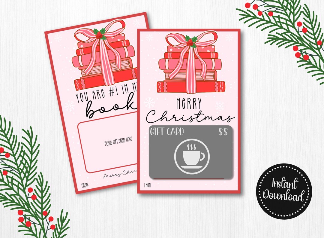 Book Gift Card Holder Printable, Christmas Book Gift Card Holder, Book ...