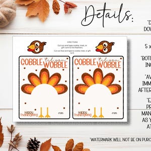 Gobble Til You Wobble Tags, Printable Thanksgiving Treat Tag, Instant ...