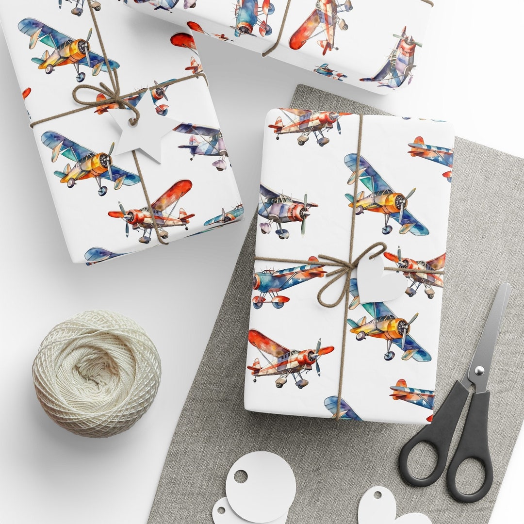 Airplane Wrapping Paper, Airplane Gift Wrap, Baby Shower Wrapping Baby ...