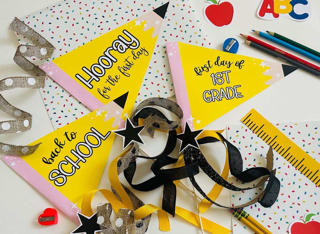 Printable Back to School Pennant Flags, Instant Download, First Day of ...