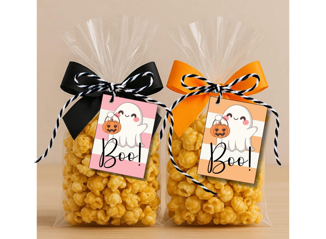 Boo Halloween Gift Tags, Hey Boo Halloween Flag for Boo Basket, Striped ...