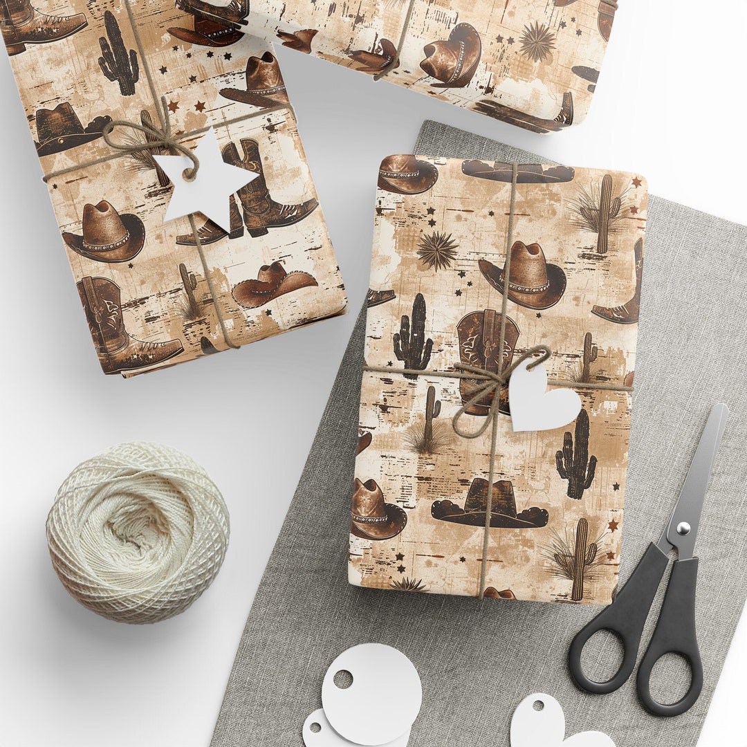 Cowboy Wrapping Paper, Cowboy Gift Wrap, Gift for Cowboy, Country ...