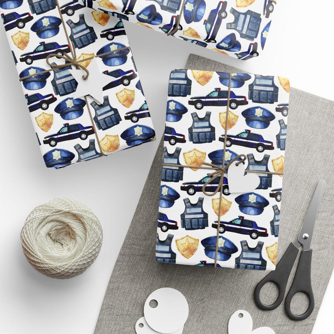 Police Wrapping Paper, Police Gift Wrap, Cop Wrapping Paper, Cop Gift ...