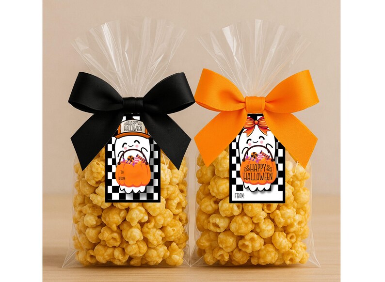 Halloween Ghost Gift Tags, Printable Retro Halloween Favor Tags ...