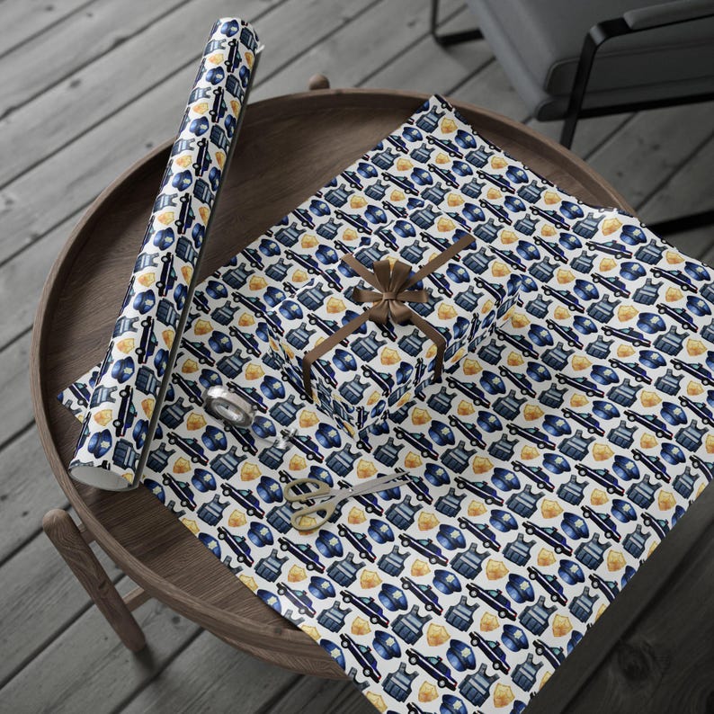 Police Wrapping Paper, Police Gift Wrap, Cop Wrapping Paper, Cop Gift ...