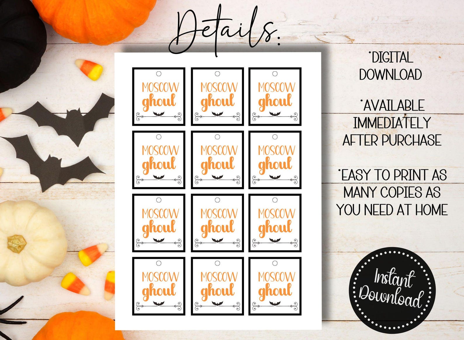Moscow Ghoul Halloween Gift Tags – Printable Boozed Cocktail Tags for ...