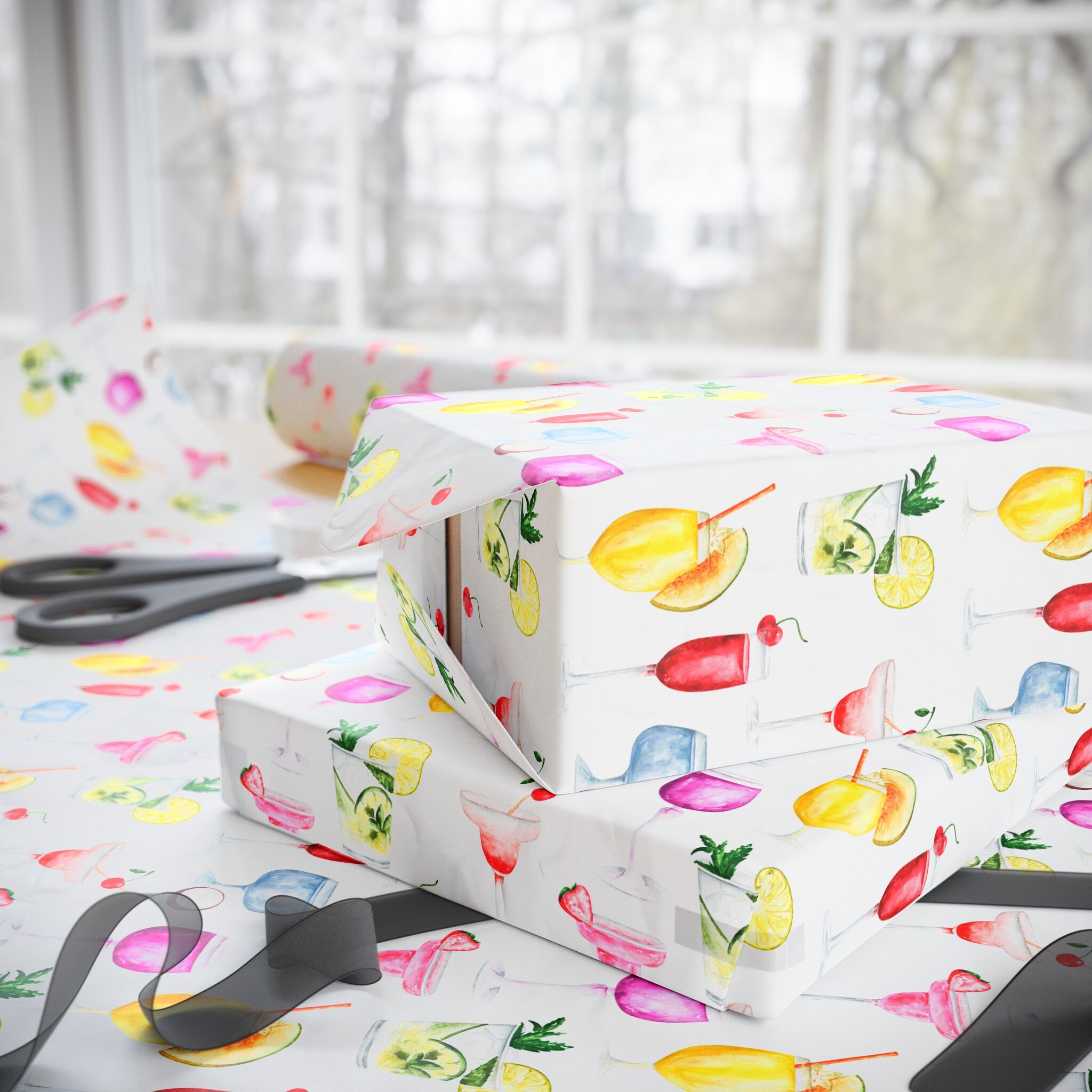Fun Cocktail Wrapping Paper, Cocktail Giftware Alcohol Wapping Paper ...