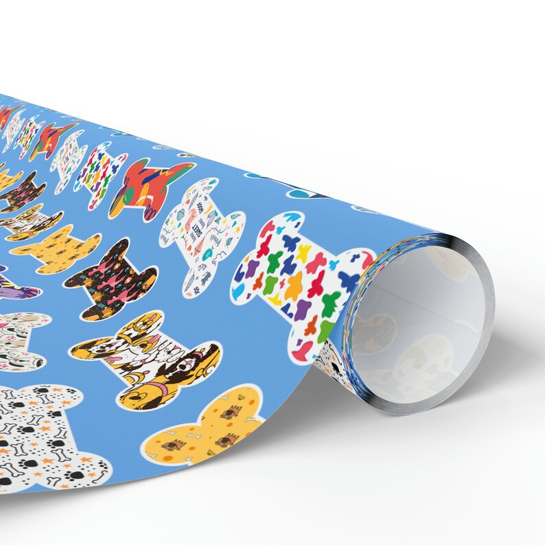 Blue Dog Bone Wrapping Paper, Dog Bone Wrapping Paper, Dog Wrapping ...
