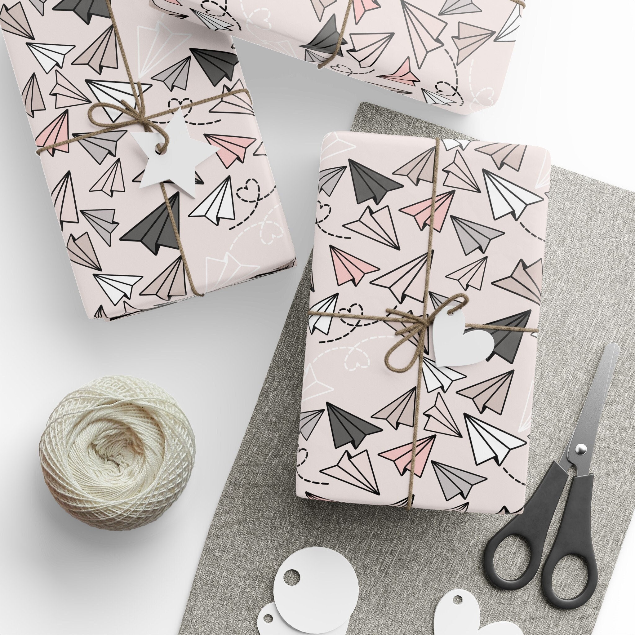 Paper Airplane Wrapping Paper, Paper Airplane Gift Wrap, Pink Wrapping ...