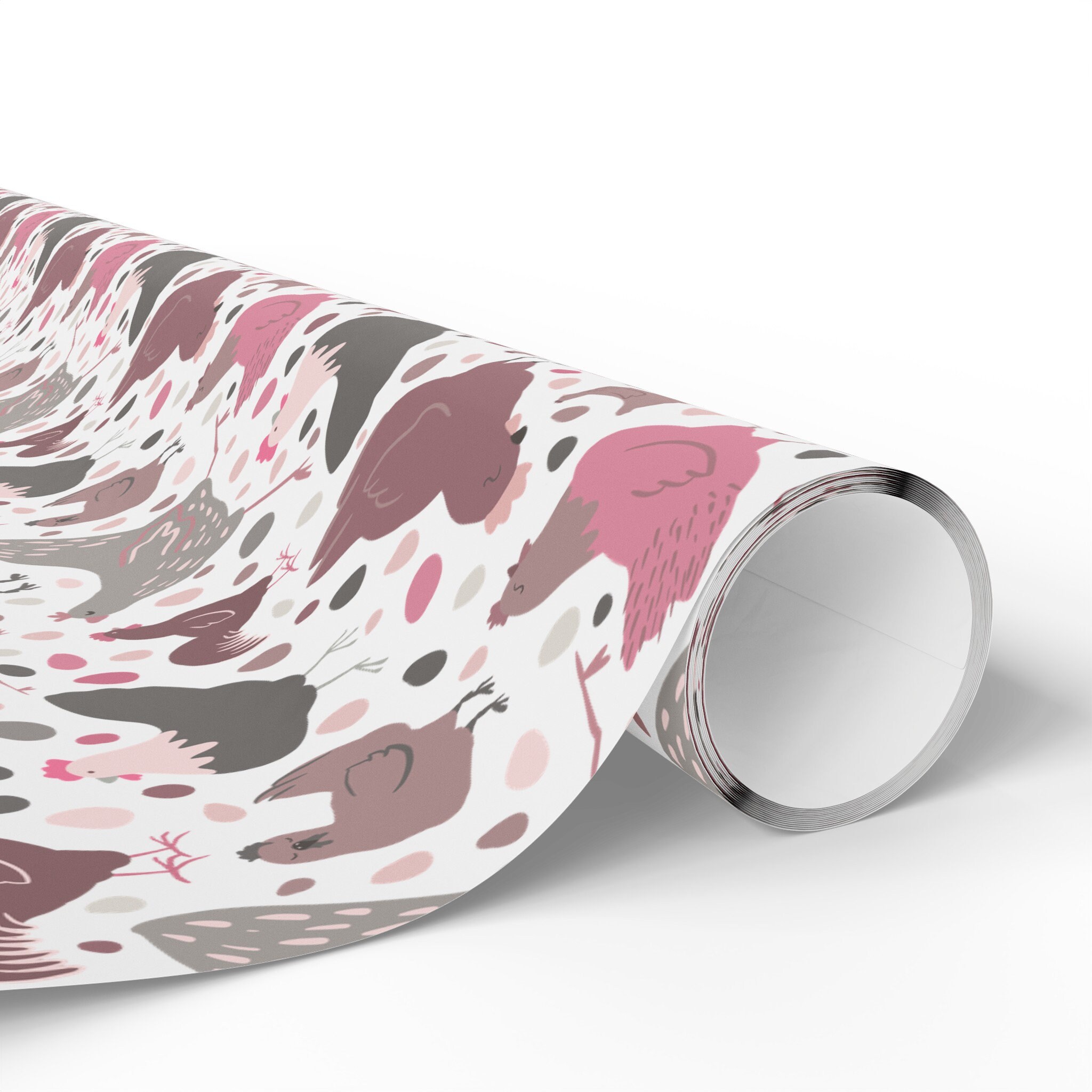 Pink Chicken Wrapping Paper, Pink Hen Wrapping Paper, Chicken Gift Wrap ...