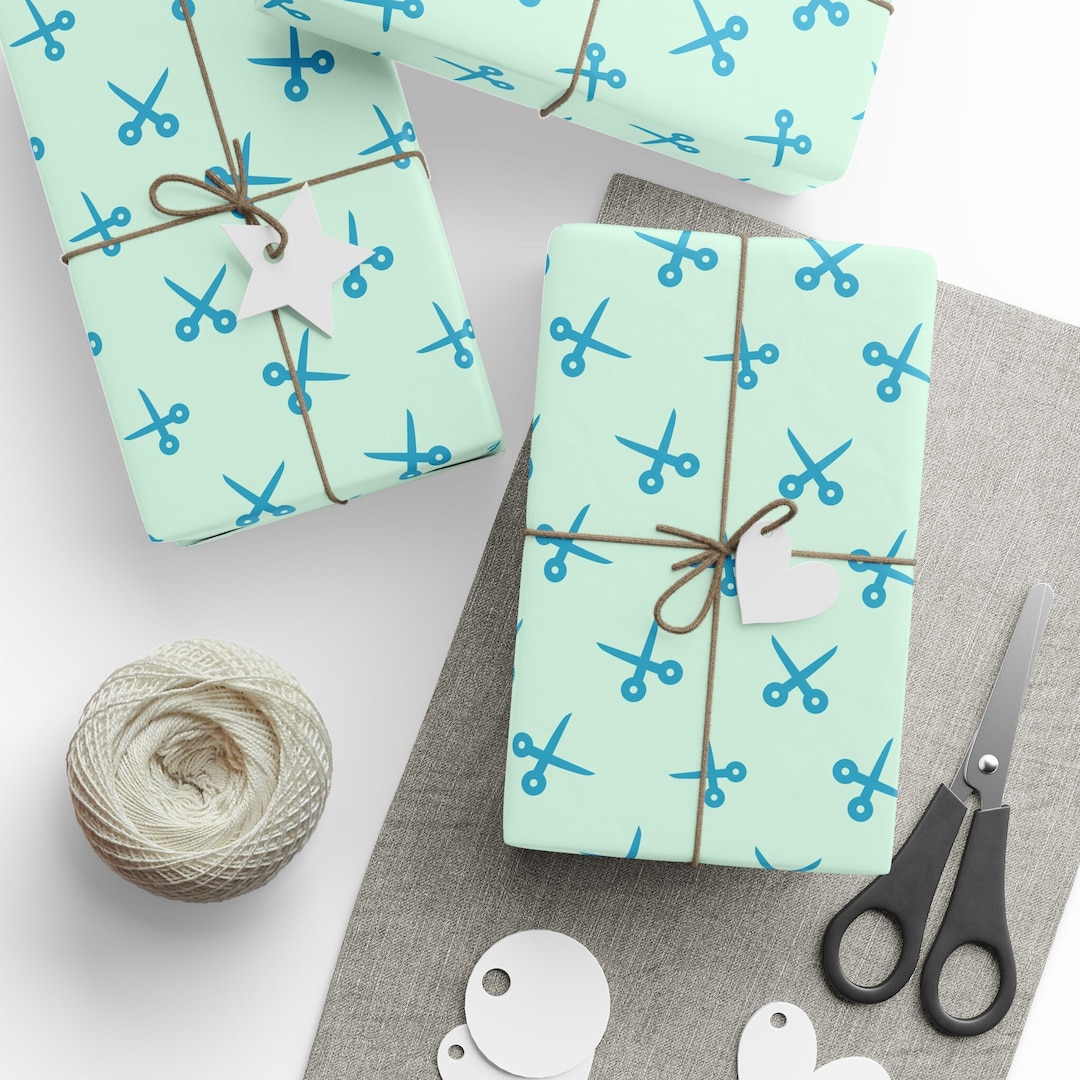 Cute Scissor Wrapping Paper, Scissor Gift Wrap, Hair Stylist Wrapping ...