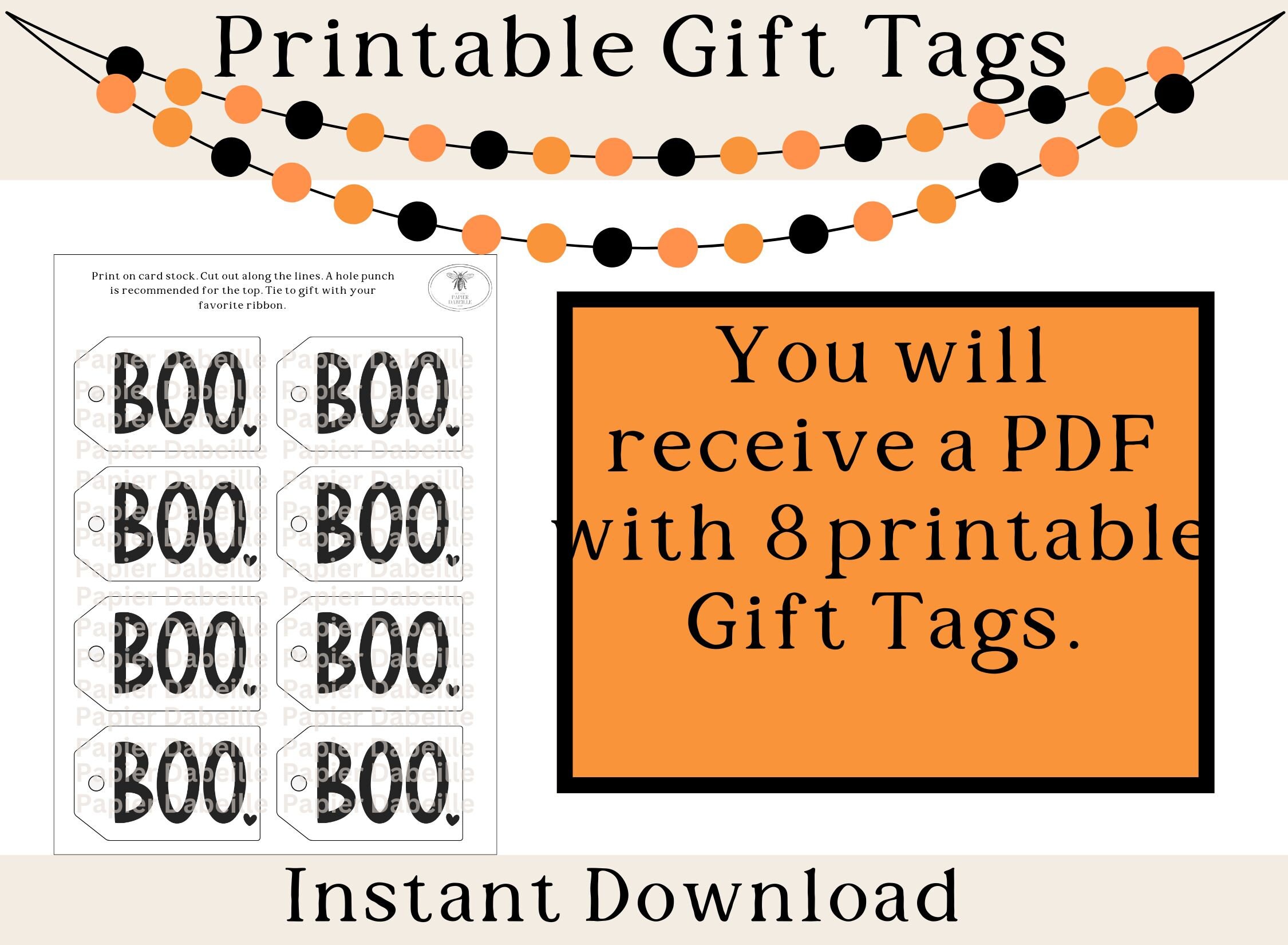 Printable Halloween Gift Tag, Printable Boo Basket, Boo Gift Tag ...