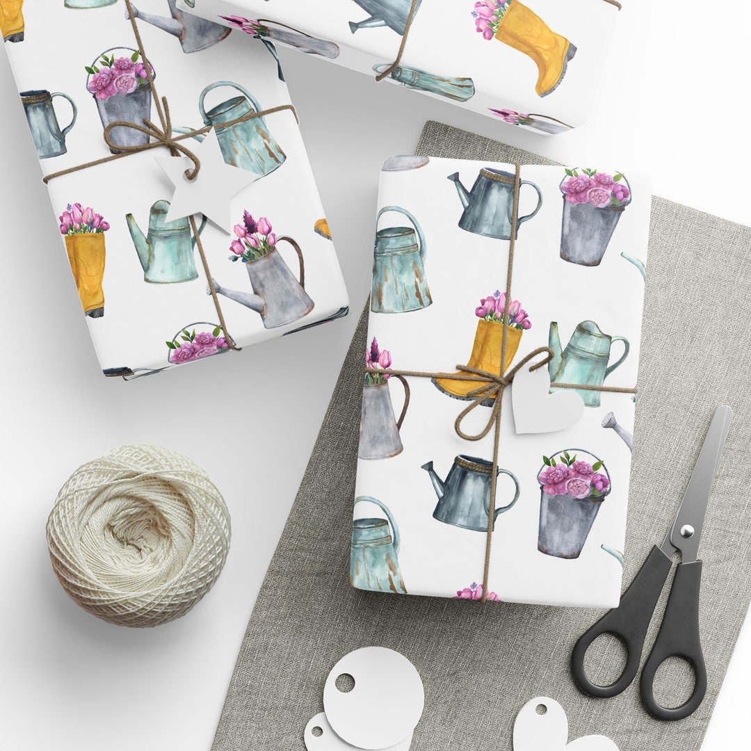 Flower Wrapping Paper, Spring Wrapping Paper, Gardener Wrapping Paper ...