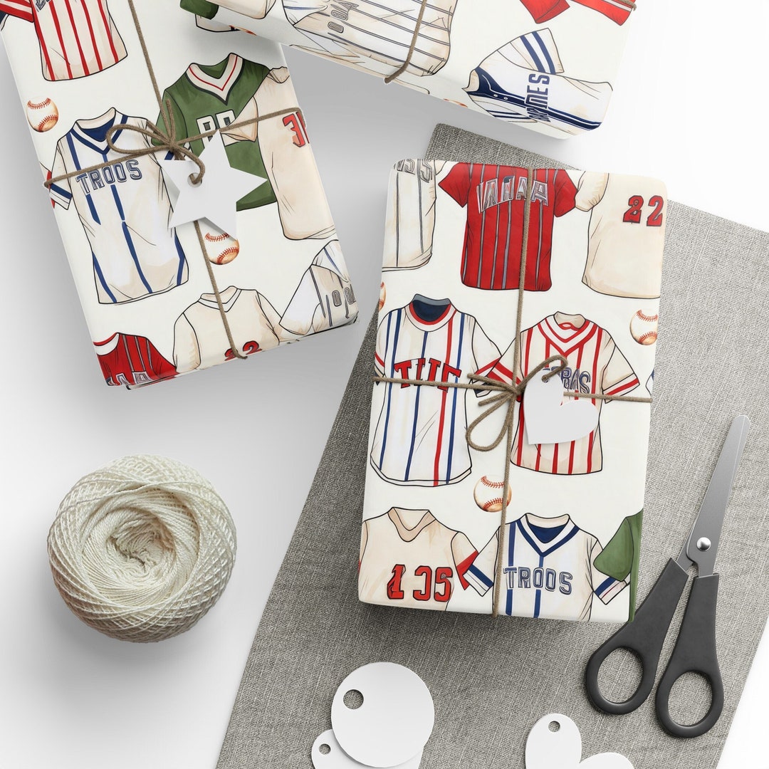 Baseball Jerseys Wrapping Paper, Baseball Wrapping Paper, Baseball Gift ...