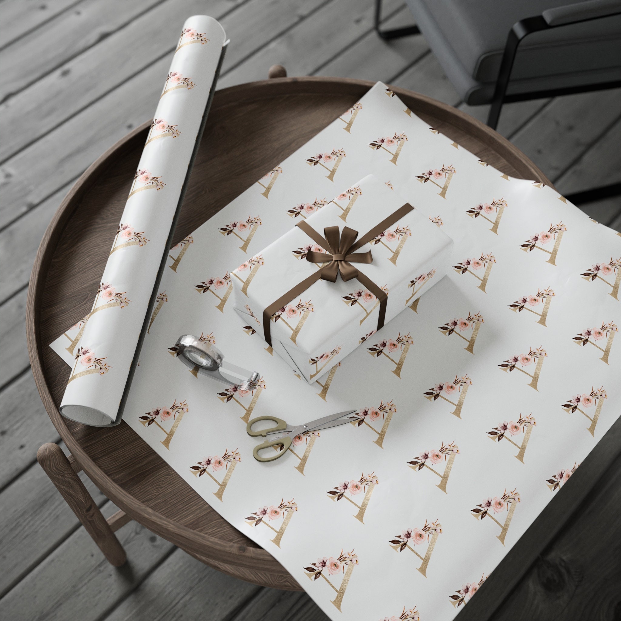 Monogram Wrapping Paper, Gold Monogram Gift Wrap, Wedding Wrapping Paper, Personalized Gift Wrap ...