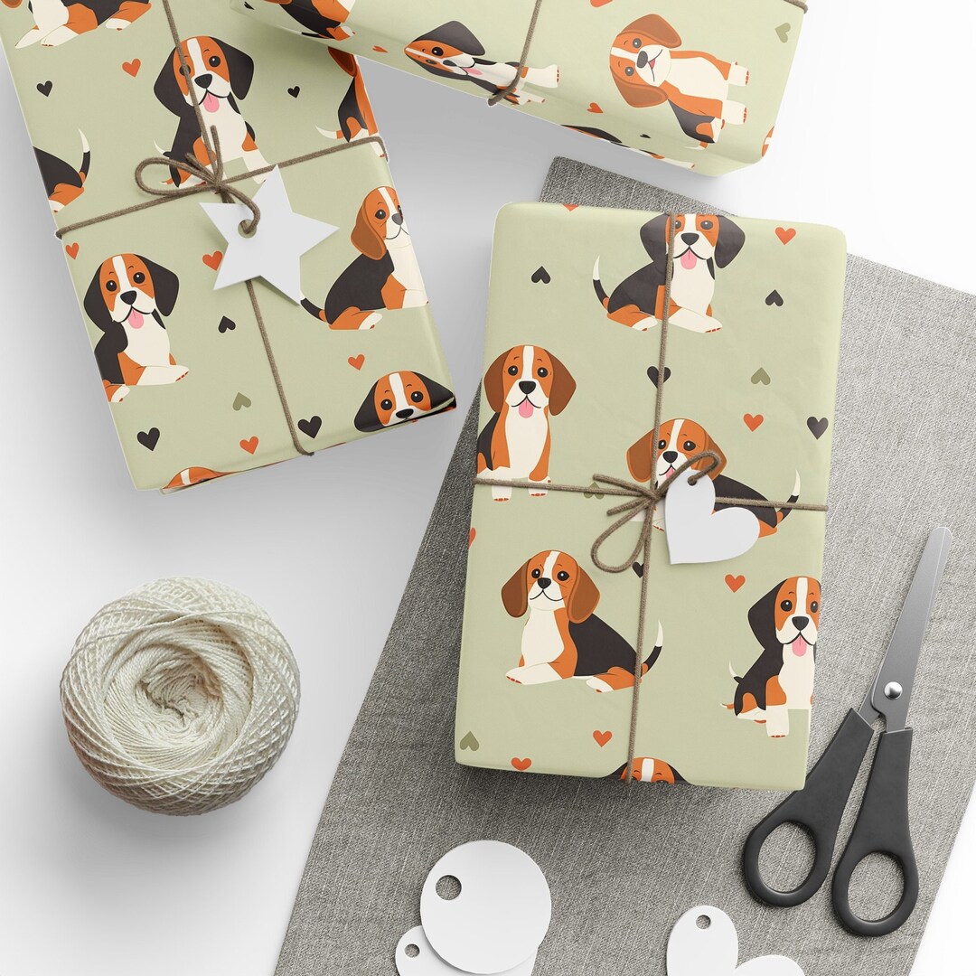 Beagle Wrapping Paper, Beagle Gift Wrap, Beagle Lover, Cute Dog ...