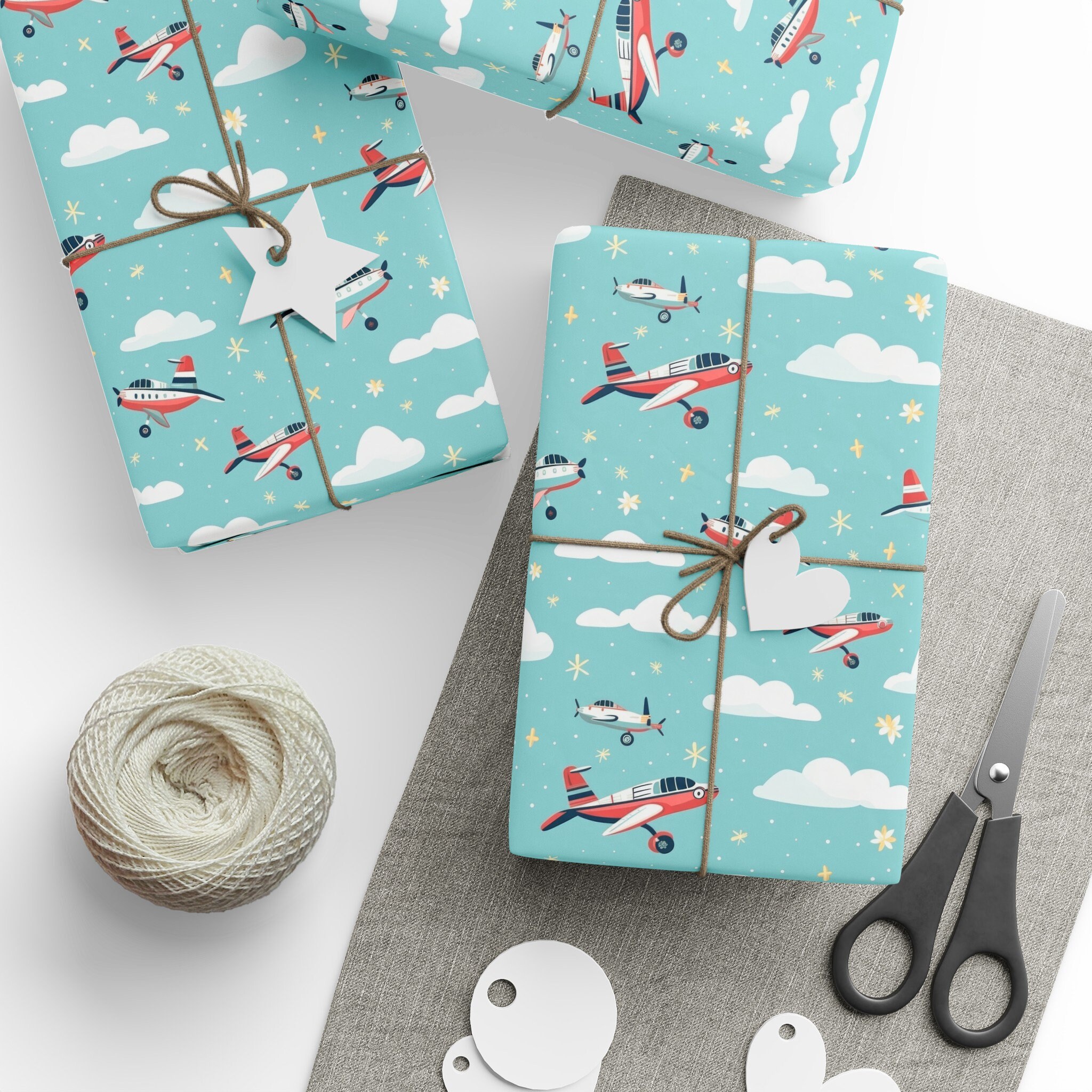 Cute Airplane Wrapping Paper, Airplane Gift Wrap, Baby Boy Wrapping ...