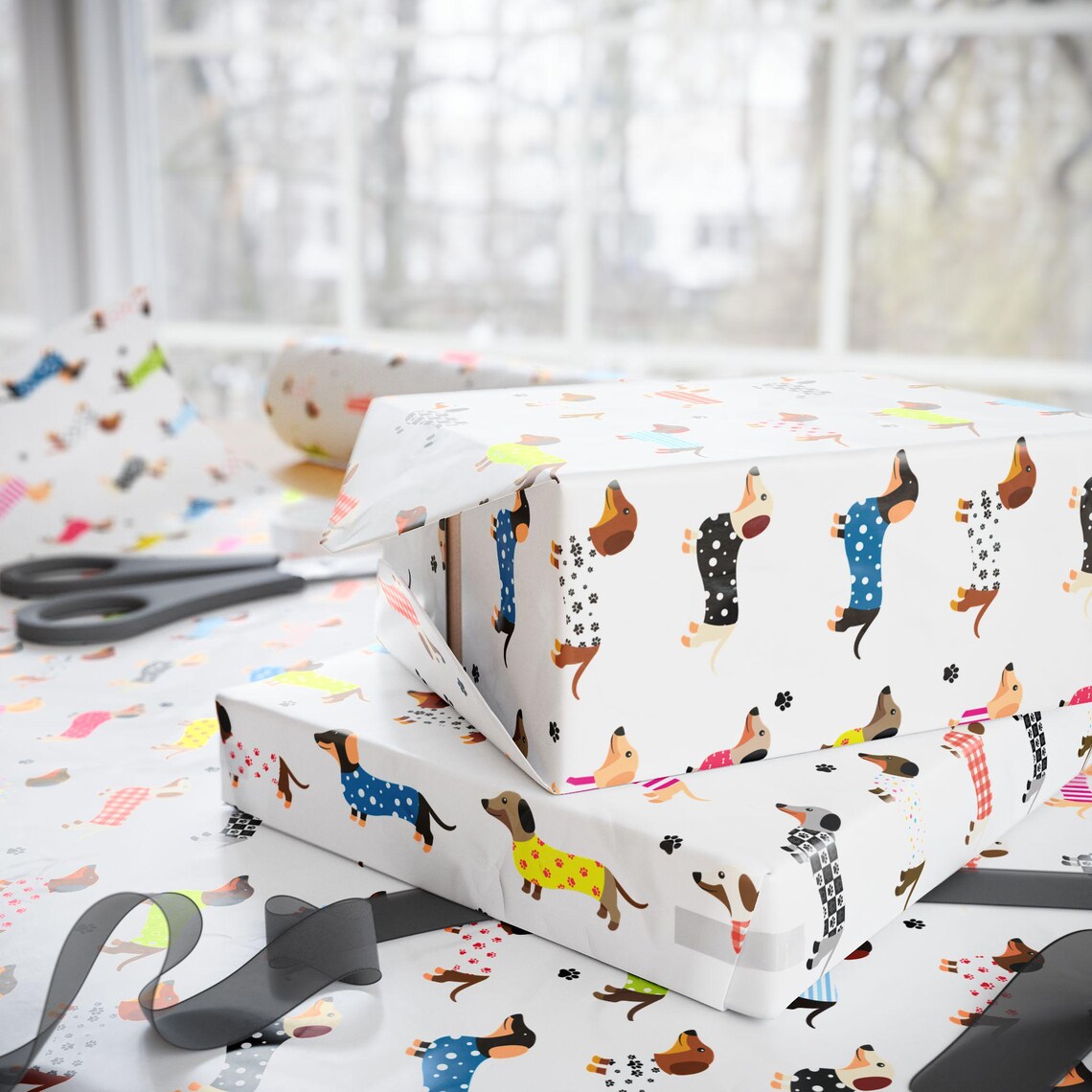 Dachshund Wrapping Paper, Mini Dachshund Wrapping Paper, Weiner Dog ...