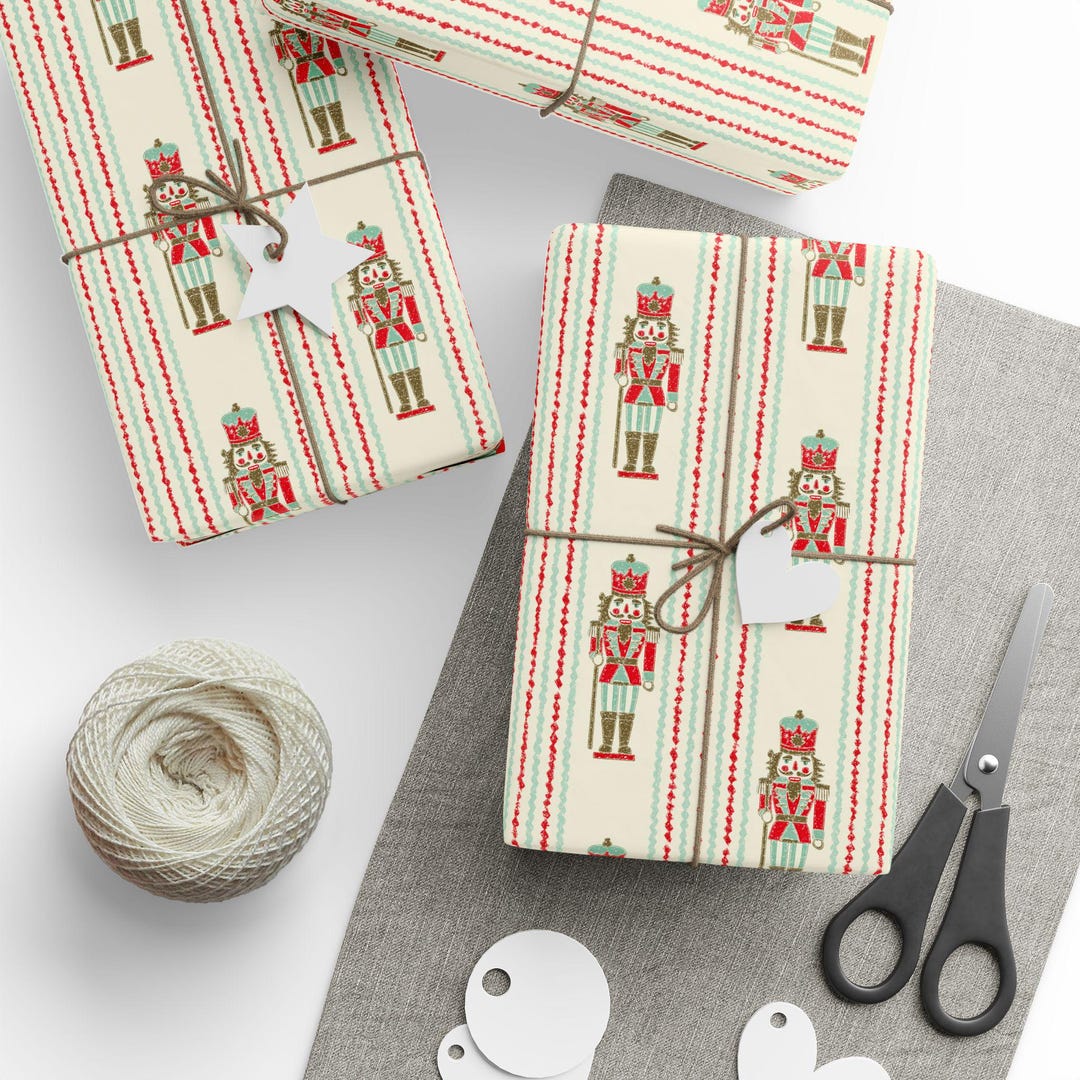 Vintage Nutcracker Wrapping Paper, Classic Christmas Gift Wrap Roll ...
