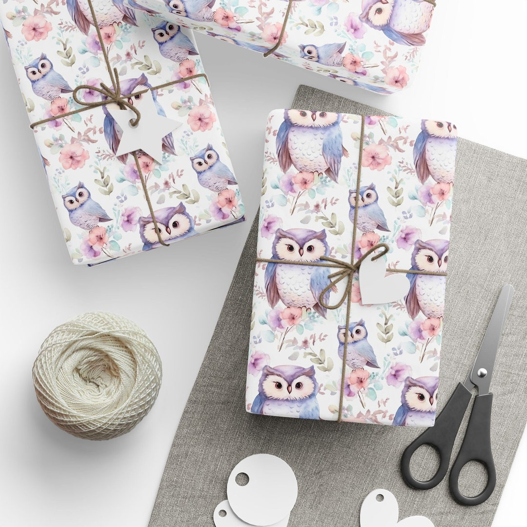 Cute Owl Wrapping Paper, Owl Gift Wrap, Owl Lover, Bird Lover, Bird ...