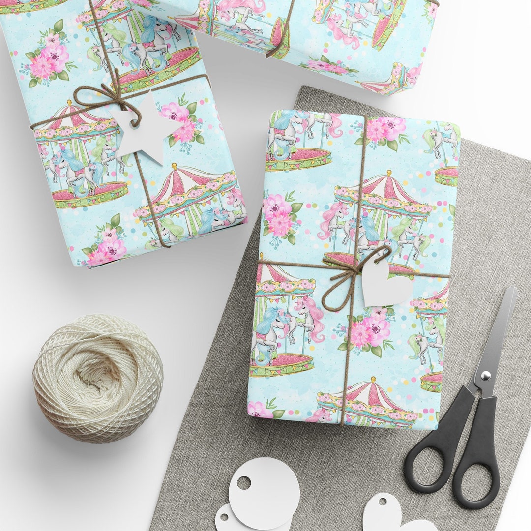 Girly Circus Wrapping Paper, Pony Wrapping Paper, Carousel Wrapping ...